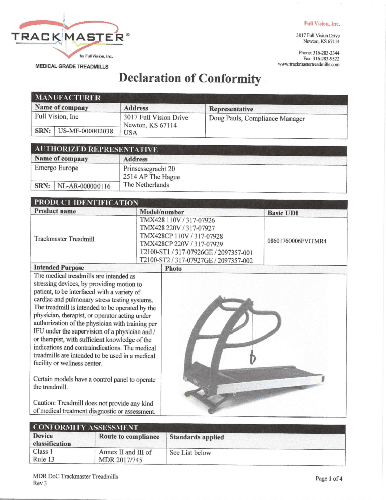 Quality Management - Trackmaster Treadmills